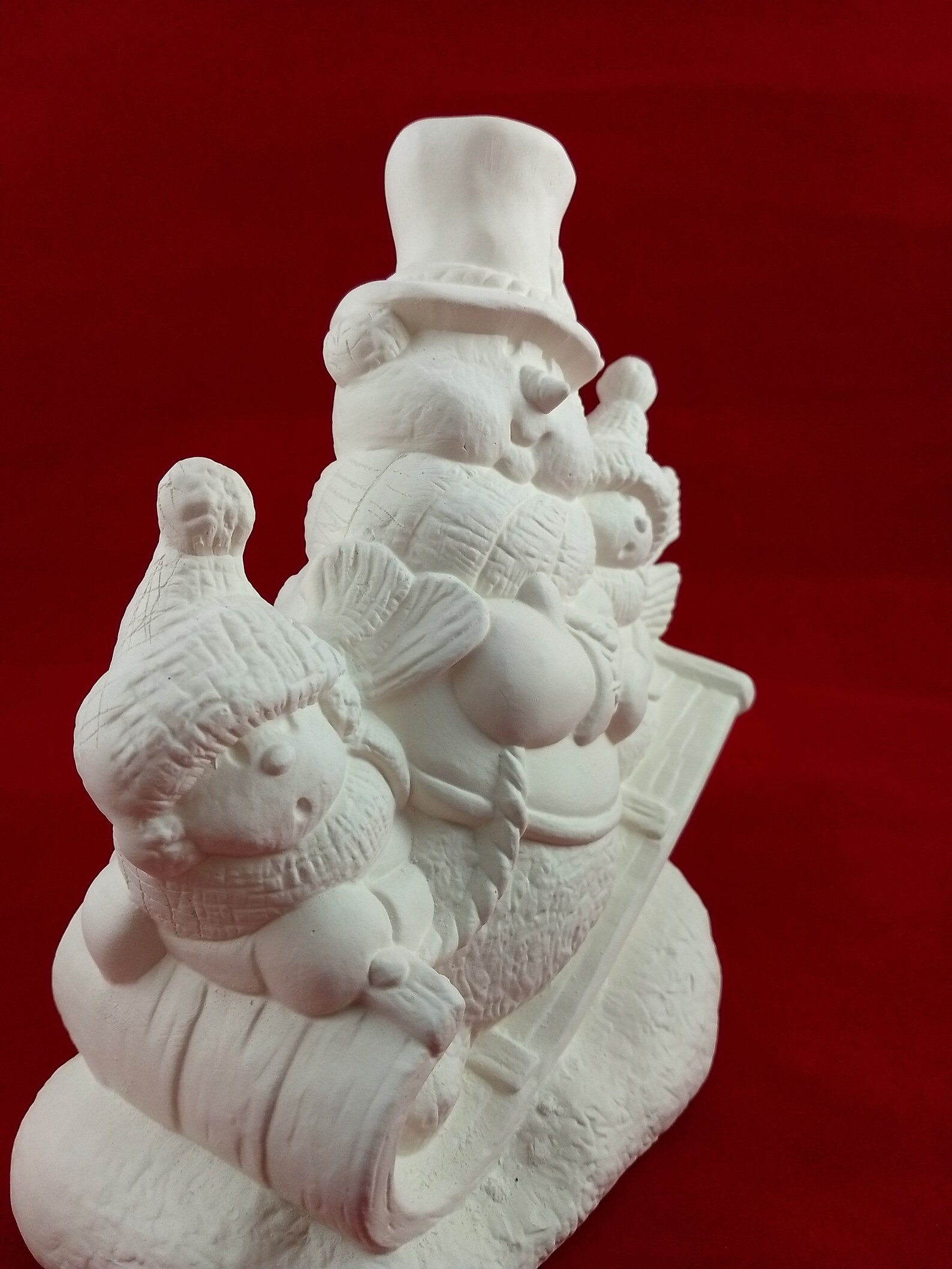 Ceramic Snowmen on Sled Ceramic Snowman Decoration Ready to | Etsy