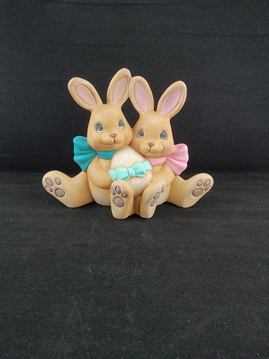 Ceramic Bunny Couple, Ceramic Rabbit Couple, Ceramic Rabbit Figurine ...