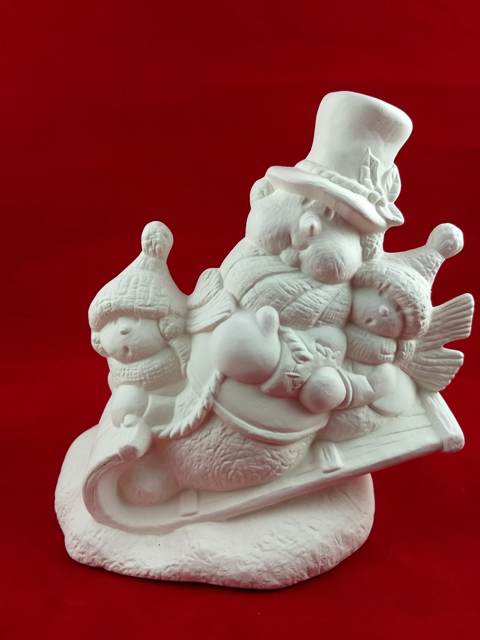 Ceramic Snowmen on Sled Ceramic Snowman Decoration Ready to | Etsy