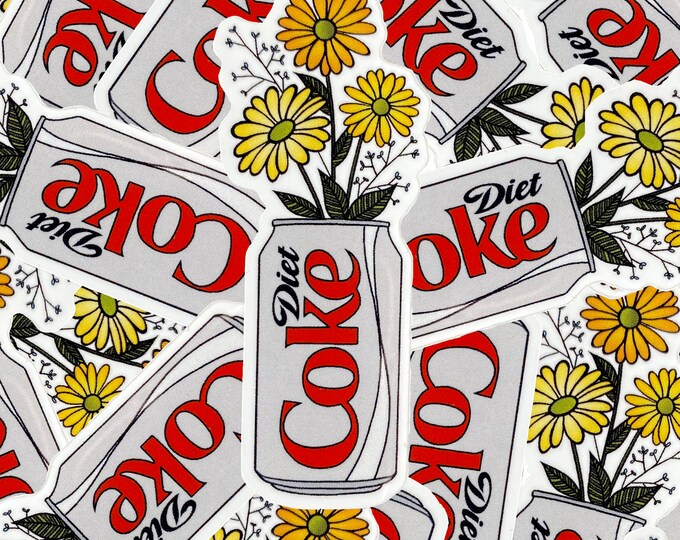 Diet Coke Sticker With Flowers, Diet Coke Lover Gift, Cottage Core - Etsy