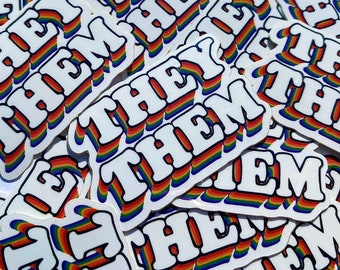 He They Pronoun Sticker He/they Sticker Pronoun Stickers - Etsy