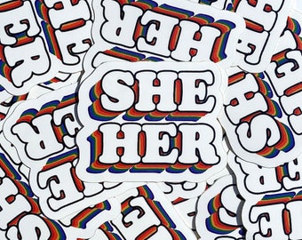 Pronoun Sticker: She/her - Etsy