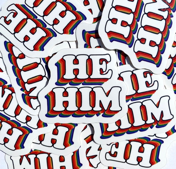 He/him Pronoun Sticker LGBTQ Rainbow Sticker - Etsy