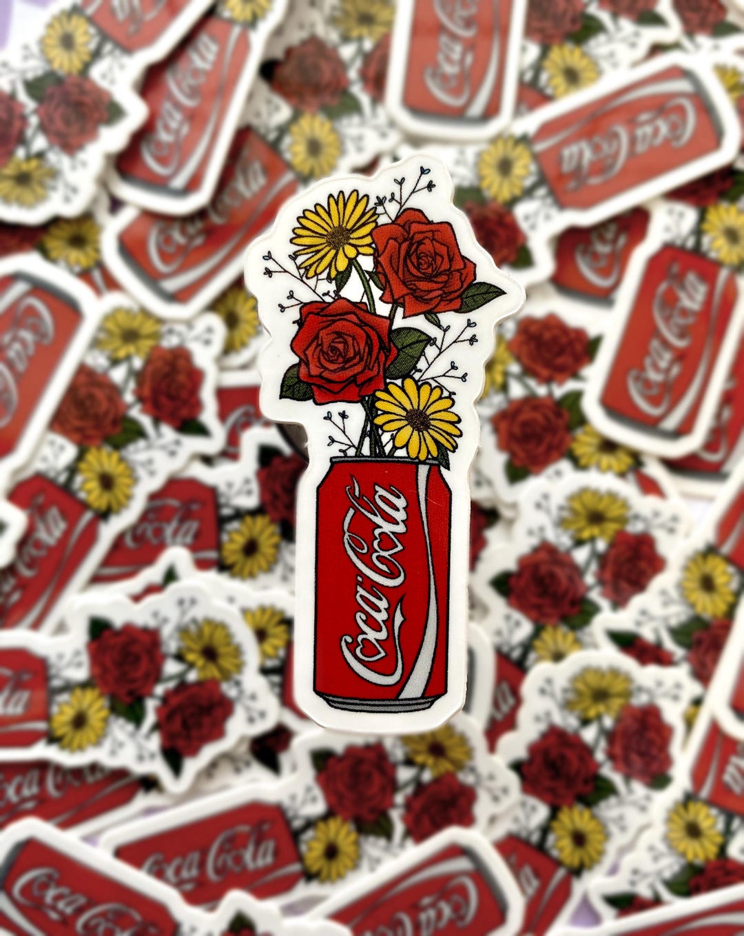 Coca Cola Sticker With Flowers, Coke Sticker, Coca Cola Lover Gift ...