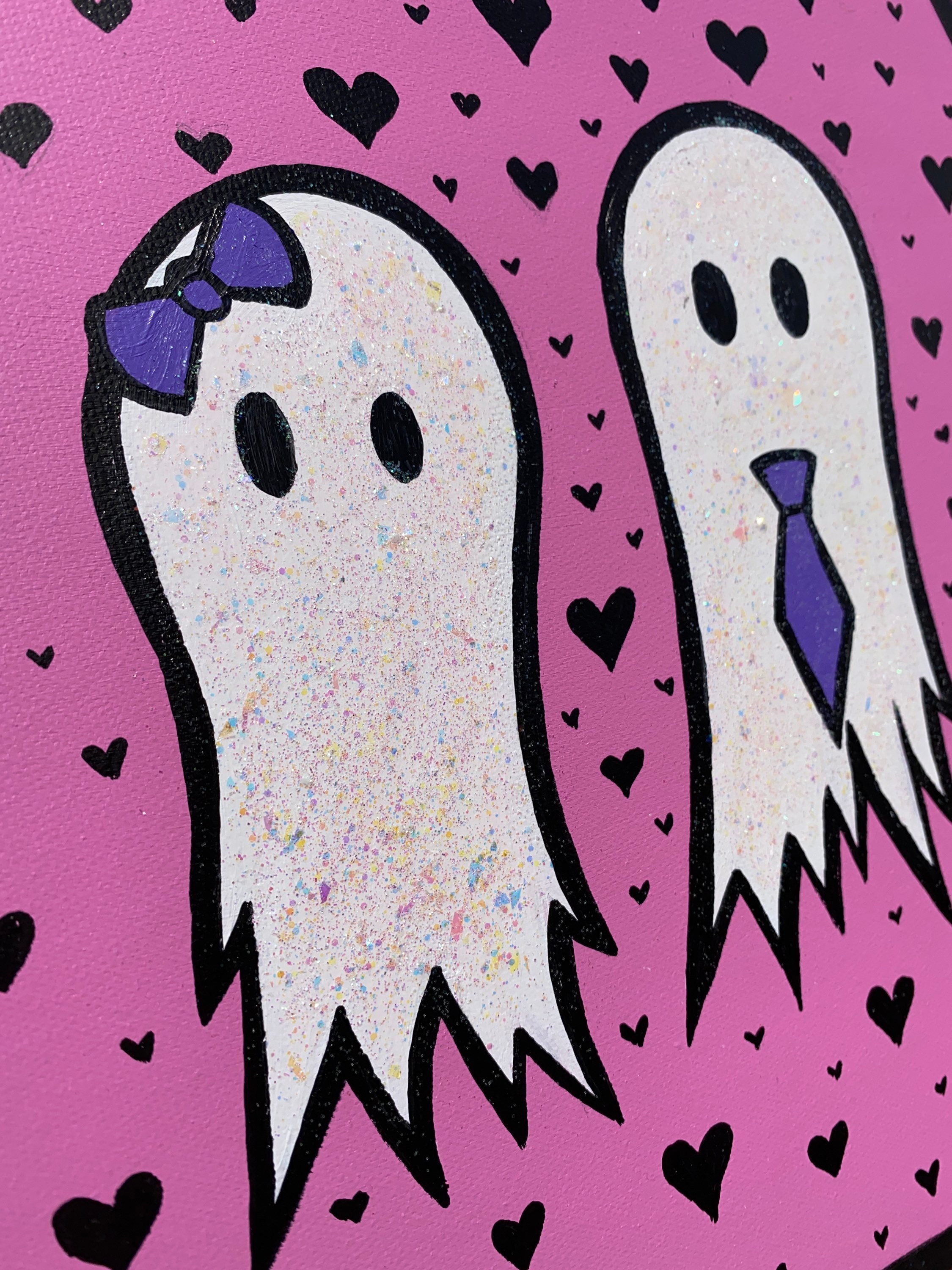 Pop Art Ghost Painting, Pink Halloween Art - Etsy