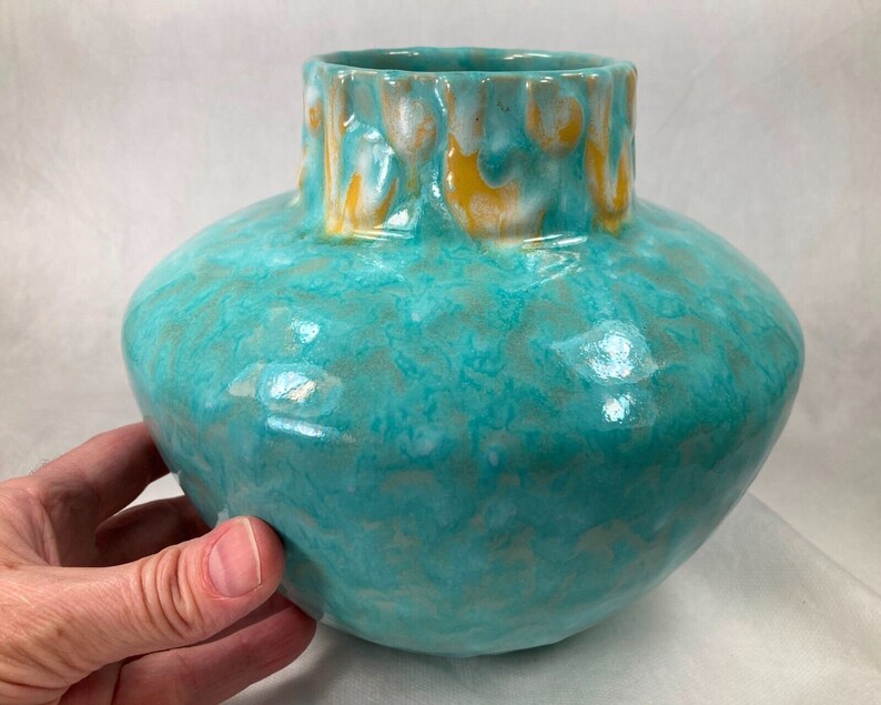 Roseville Art Pottery IMPERIAL II 1930 Music Note Vase Art Deco Mottled ...