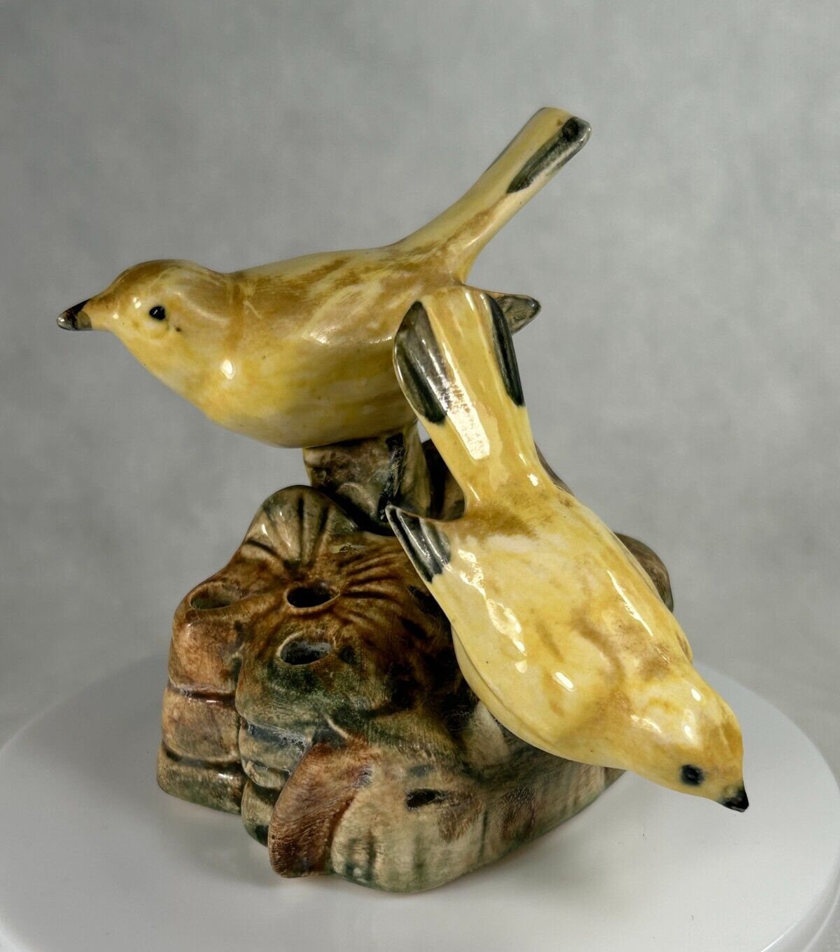 Weller Art Pottery Brighton RARE Two Canaries Flower Frog Circa 1915 - Etsy