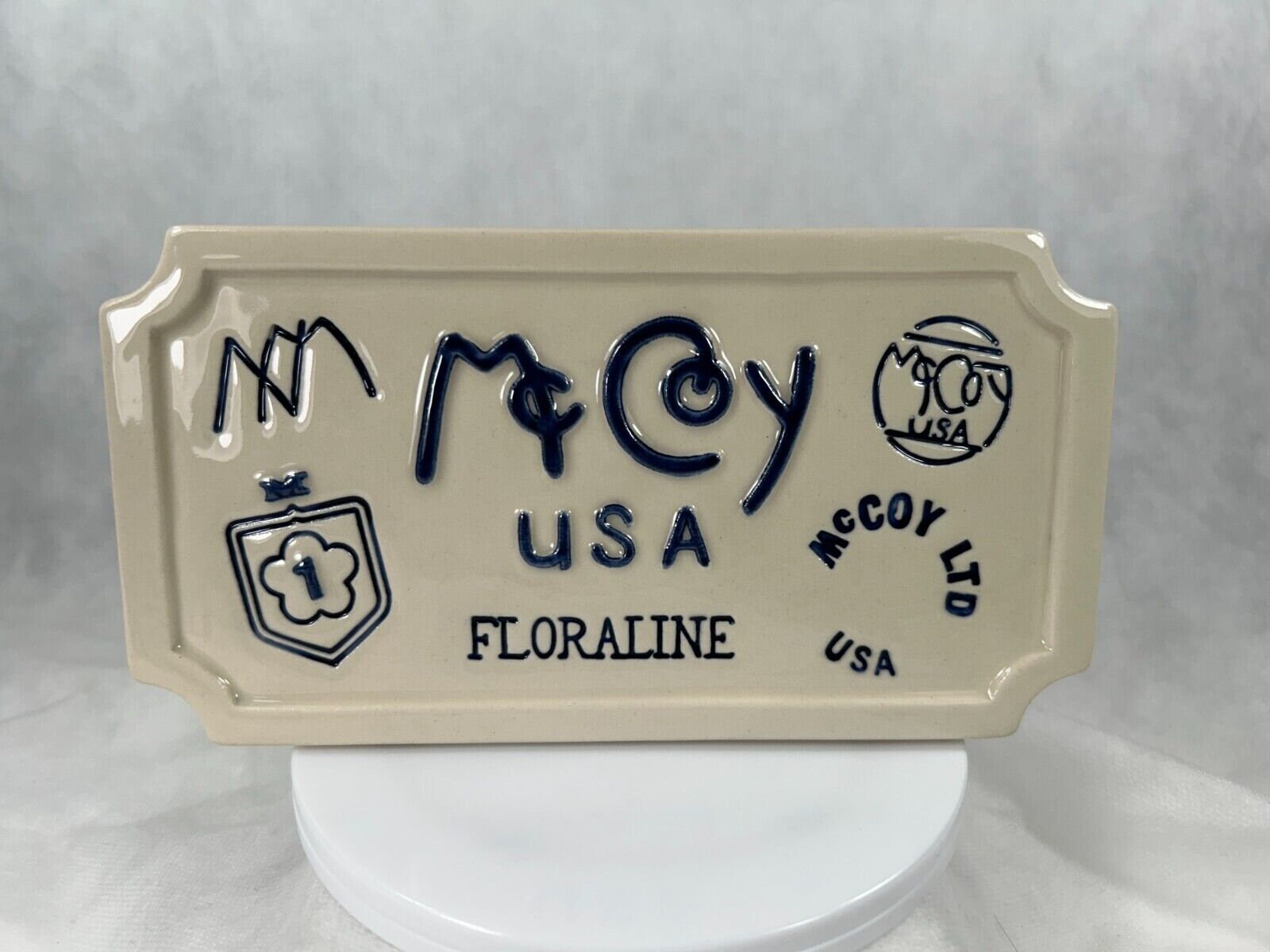 Mccoy Floraline DEALER SIGN Art Pottery Advertising Display Case Plaque ...