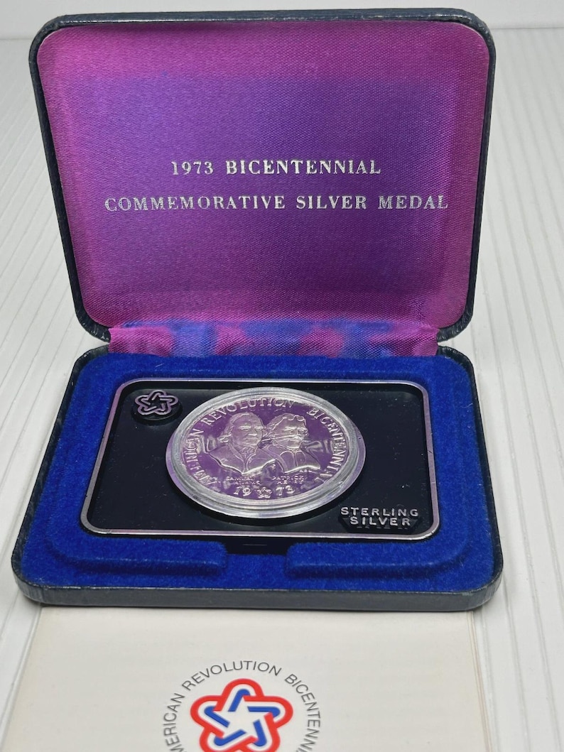 SILVER 1973 Bicentennial Samuel Adams Patrick Henry Sterling Silver ...