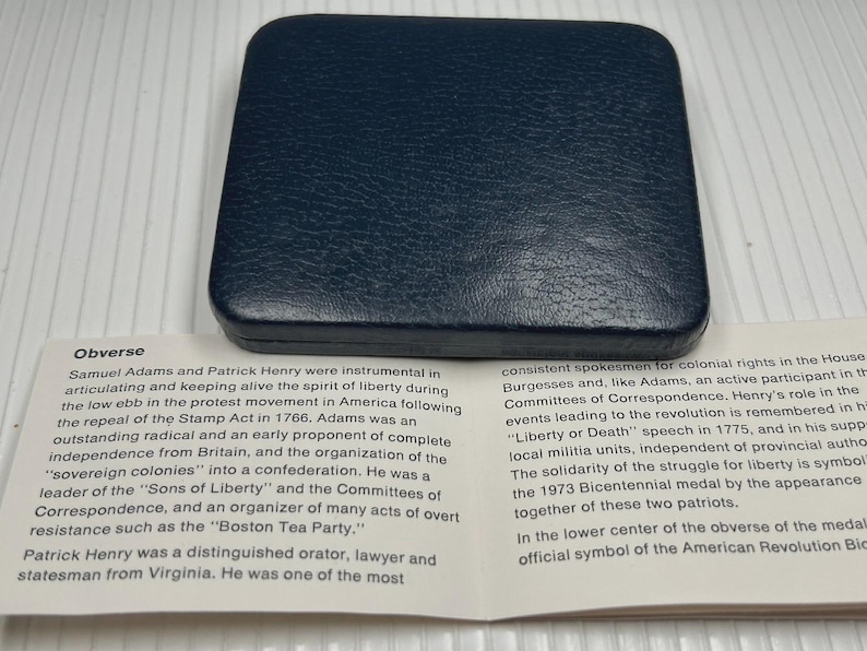 SILVER 1973 Bicentennial Samuel Adams Patrick Henry Sterling Silver ...