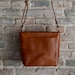 Small COGNAC / TAN Crossbody Leather Bag With Outside Pocket and Zipper ...