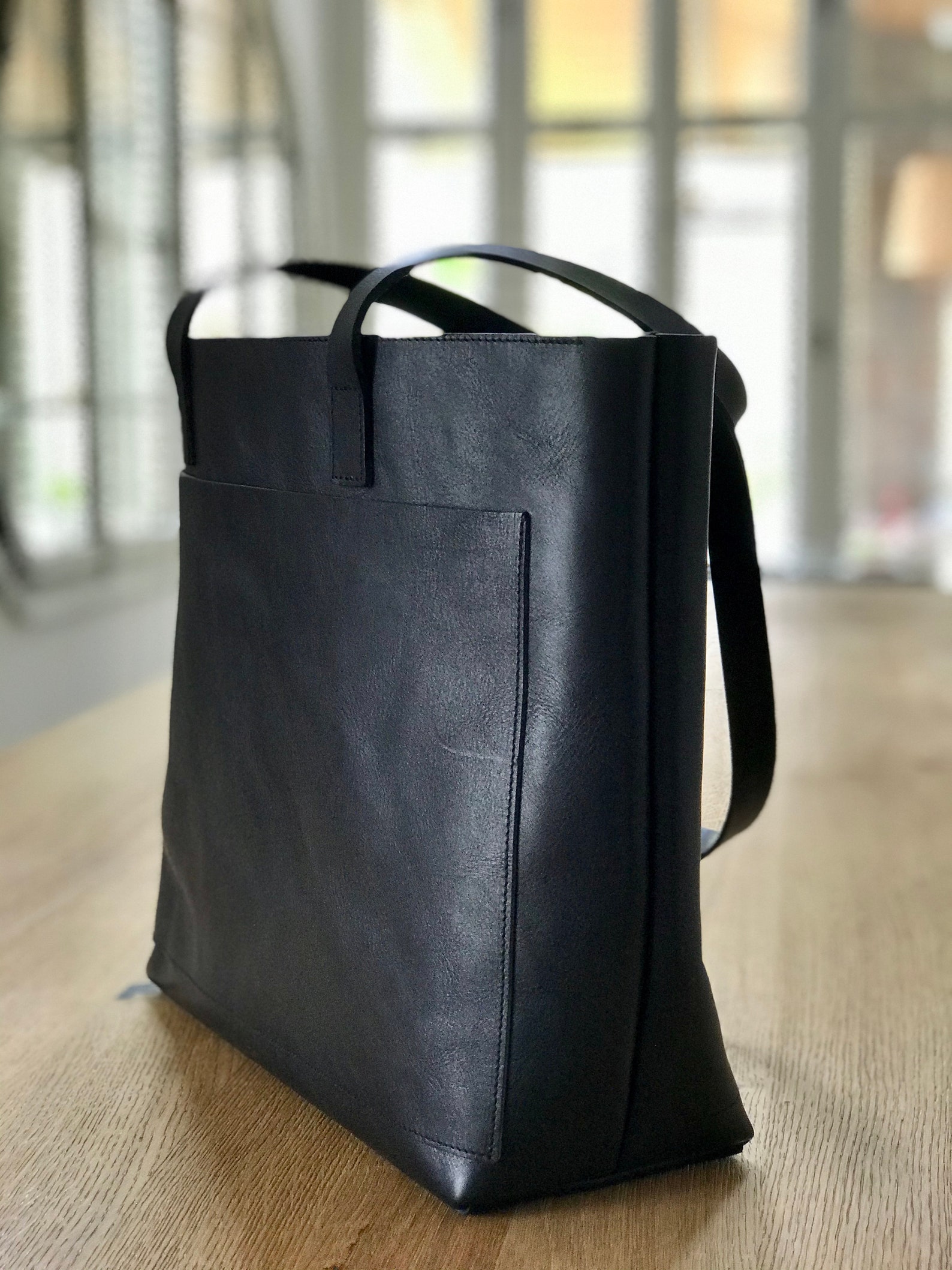 Leather Bag. Leather Tote With Outside Pocket. Vegetable | Etsy