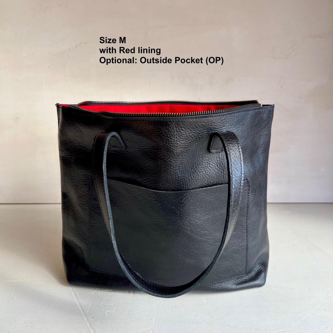 Leather Bag With Zipper and Inside Lining. 4 Colors and 4 Sizes ...