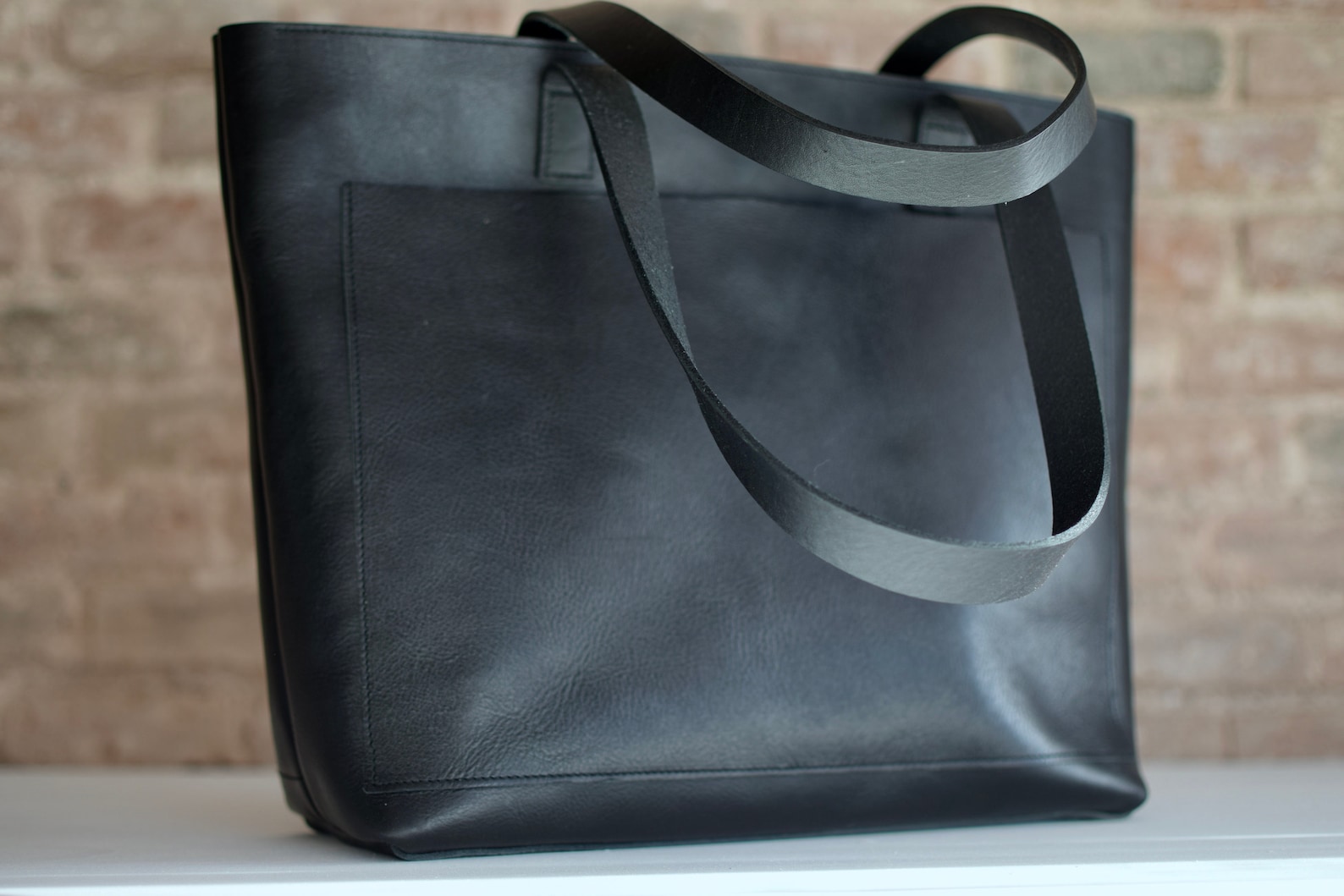 Leather Bag. Leather Tote With Outside Pocket. Vegetable | Etsy