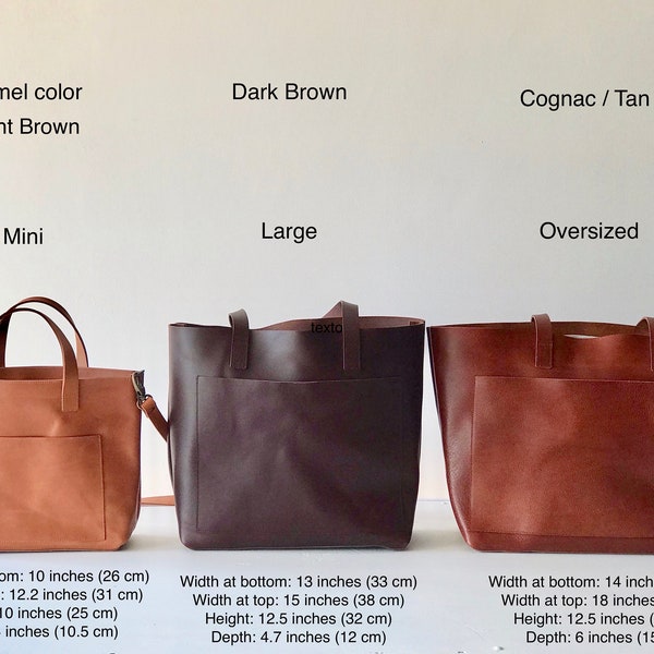 Large Leather Tote With Outside Pockets - Etsy