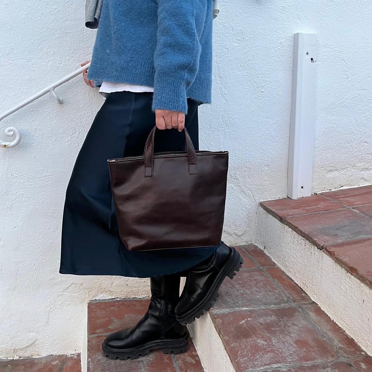 Leather Bag With Zipper and Inside Lining. 4 Colors and 4 Sizes ...