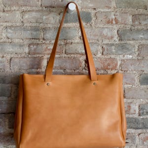 Camel / Light Brown Leather Tote Bag. Toronto Bag Collection. - Etsy