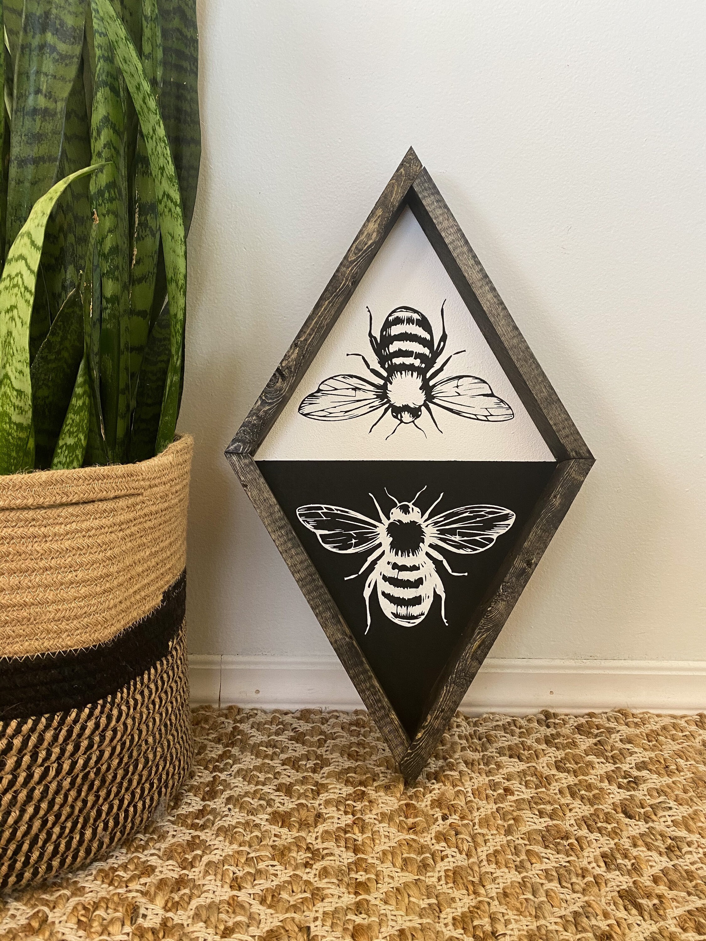 Bees Reflected Diamond Framed Wood Sign Save the Bees Honey - Etsy