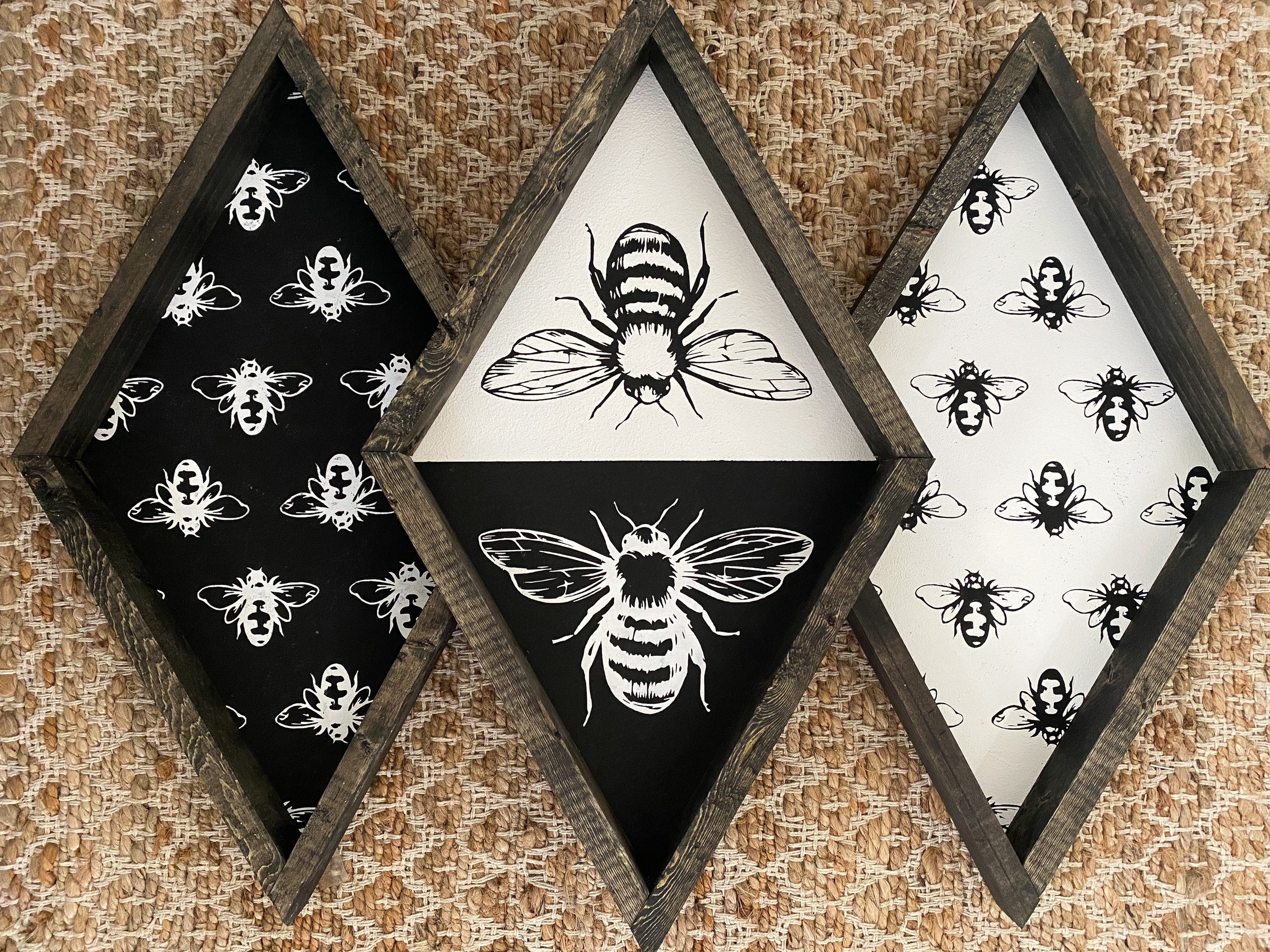 Bees Reflected Diamond Framed Wood Sign Save the Bees Honey - Etsy