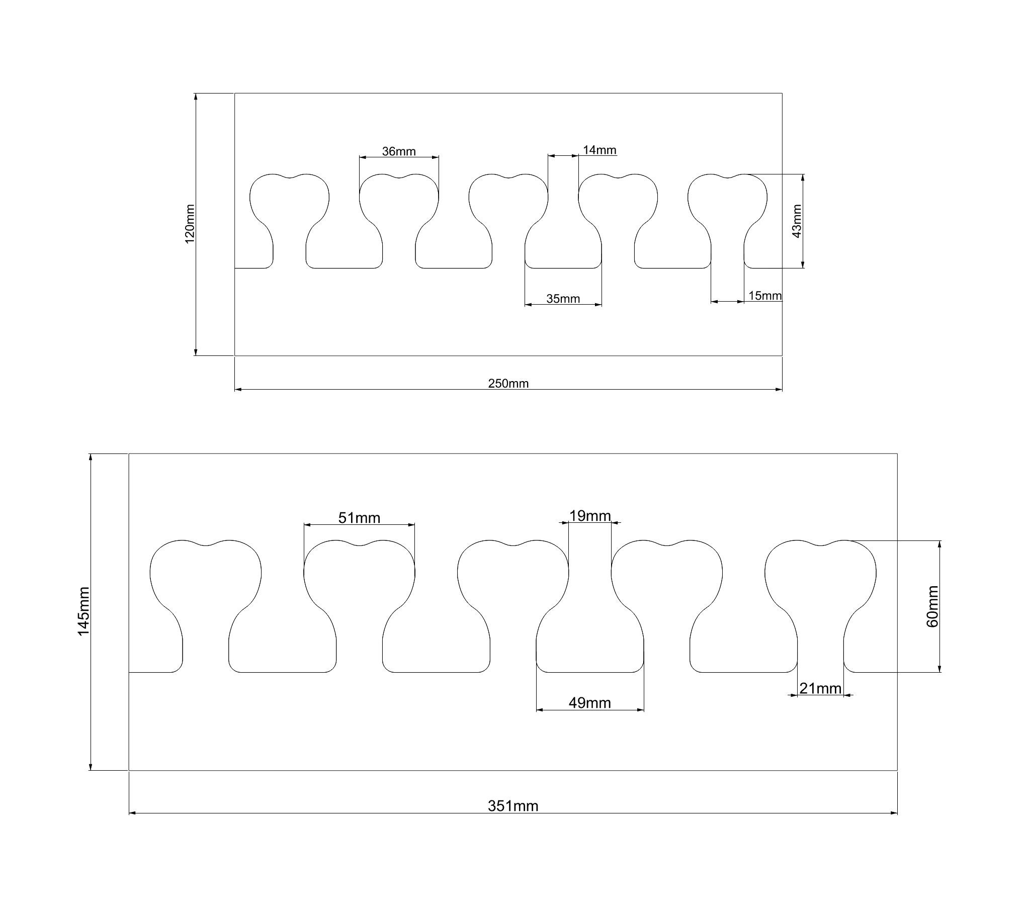 Dog Bone Stitch Joint Router Template: Clear Acrylic Woodworking Jig. 2 ...