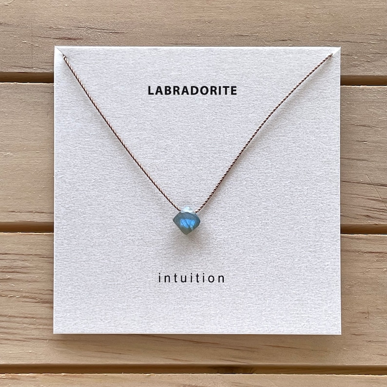 Labradorite Necklace- Intuition, Crystal Intention Necklace, Dainty ...