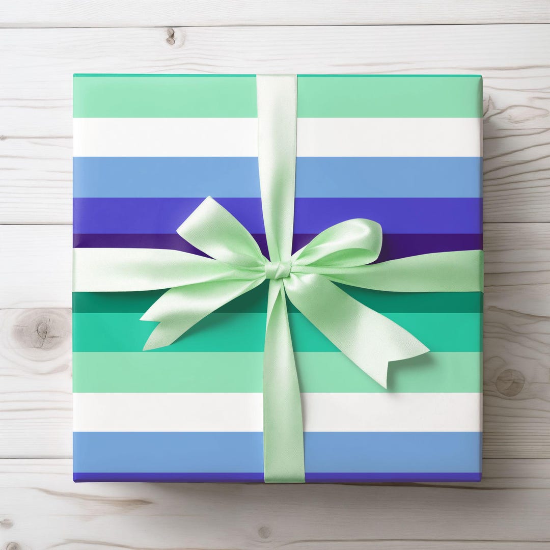 Gay Men's Pride Flag Wrapping Paper: Green, Blue, Purple LGBTQ Gift ...