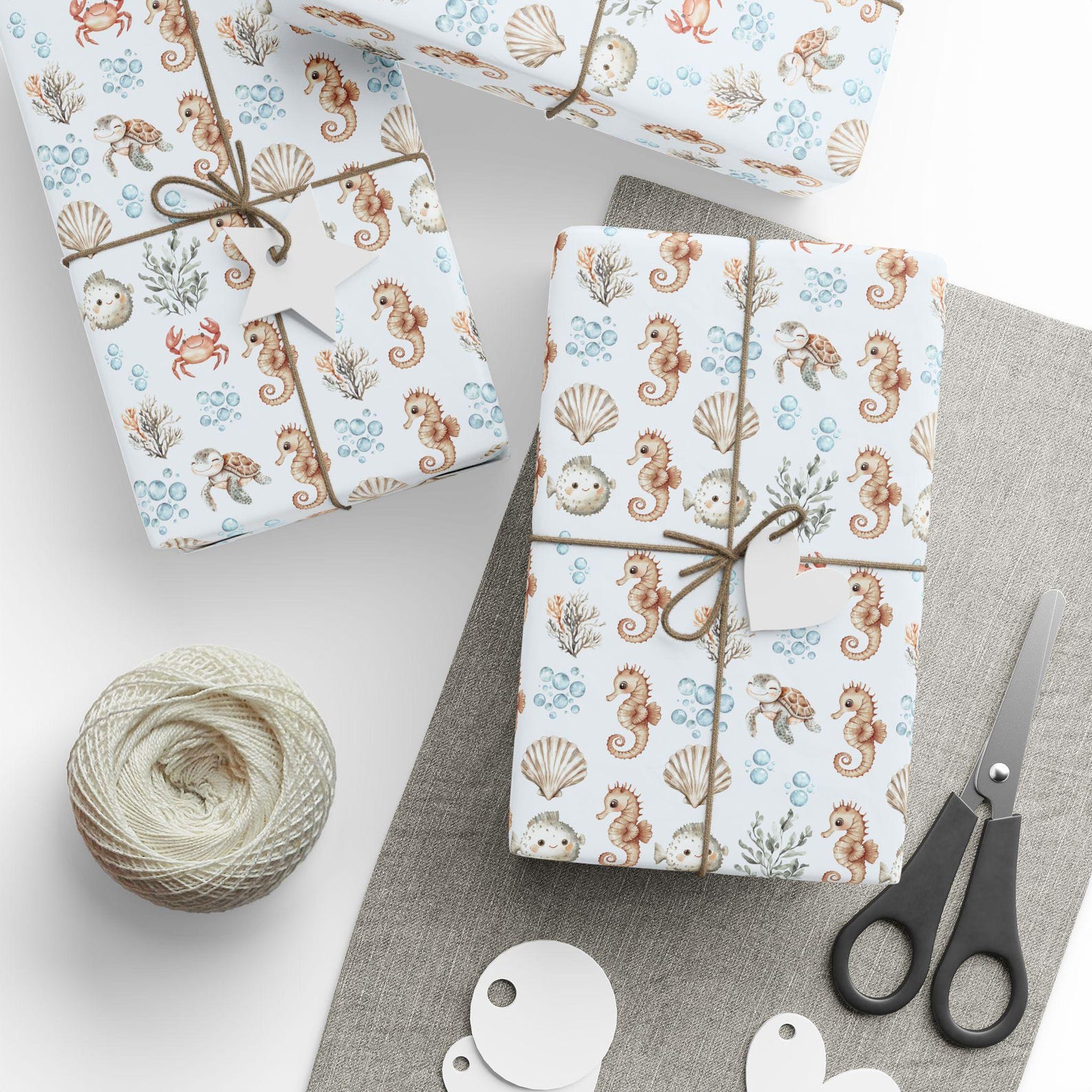 Ocean-themed Wrapping Paper: Nautical Gift Wrap, 90gsm Fine Art Paper ...