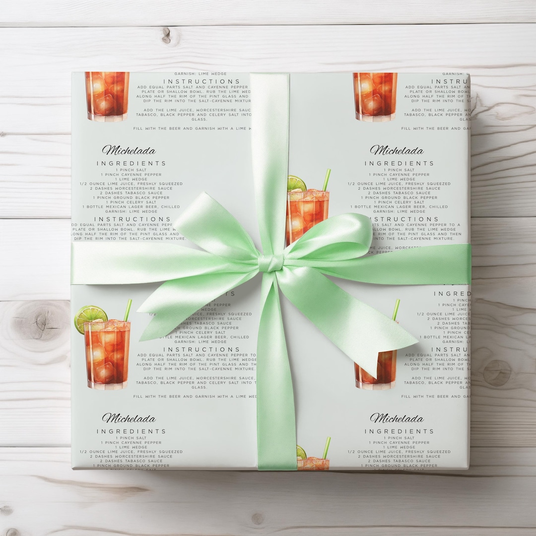 Michelada Recipe Wrapping Paper: Cocktail Fiesta Party Gift Wrap - Etsy