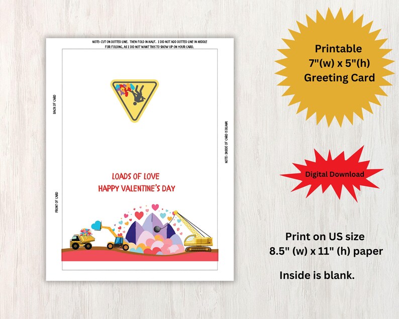 Loads of Love" Digital Printable Valentine's Day Card - Wrecker - Etsy