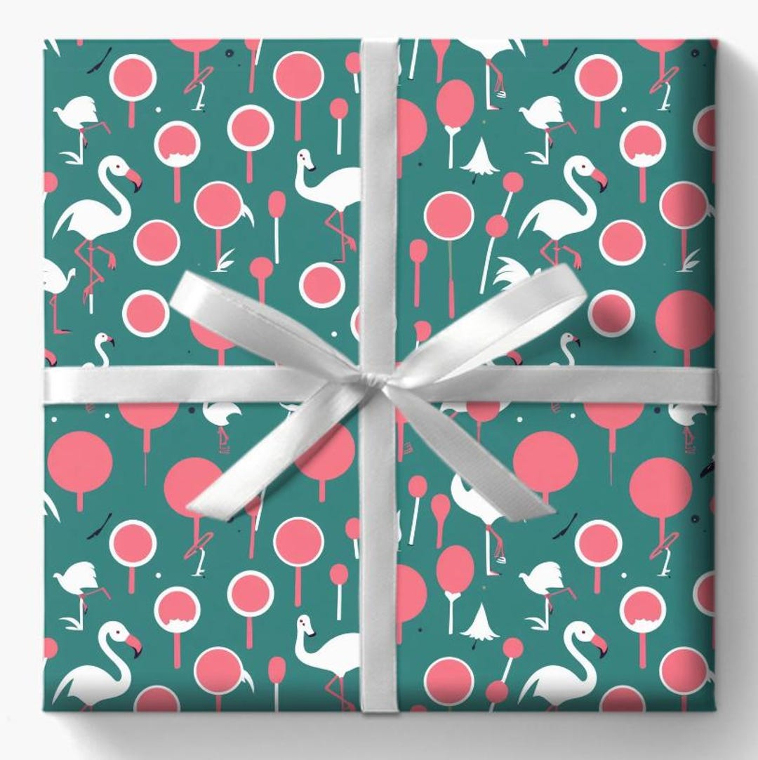 Artistic Flamingo Croquet Fantasy: Abstract Gift Wrap Roll - Etsy