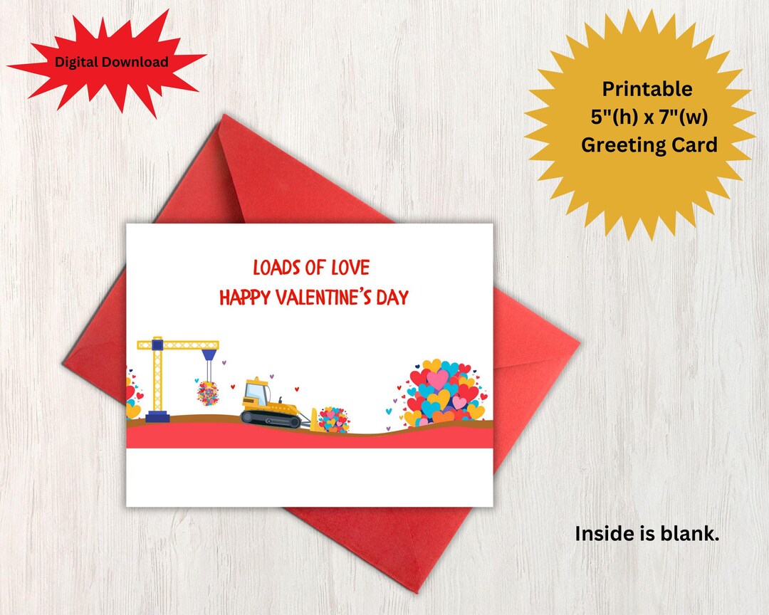 Loads of Love Digital Printable Valentine's Day Card Crain - Etsy