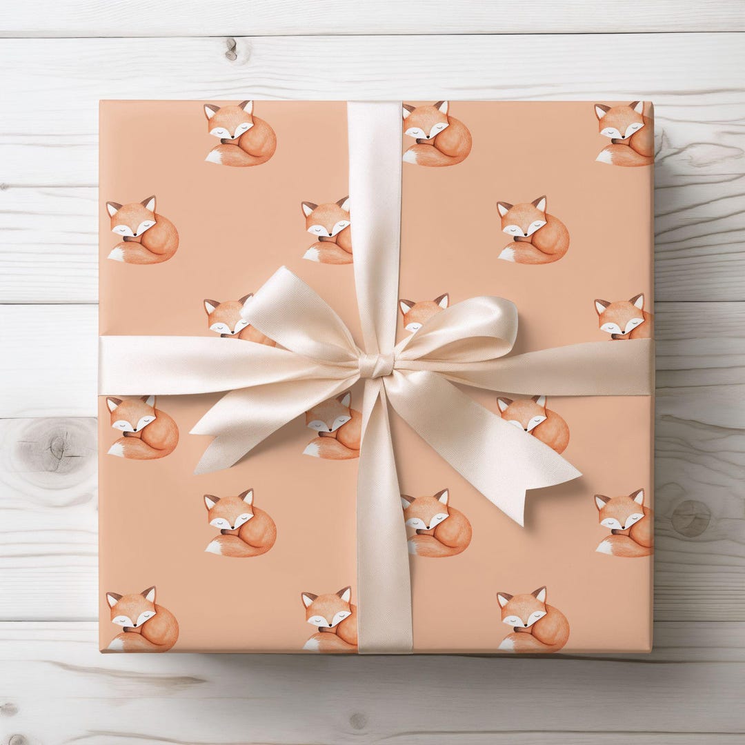 Fox Wrapping Paper - Cute Orange Animal Print Gift Wrap - Etsy