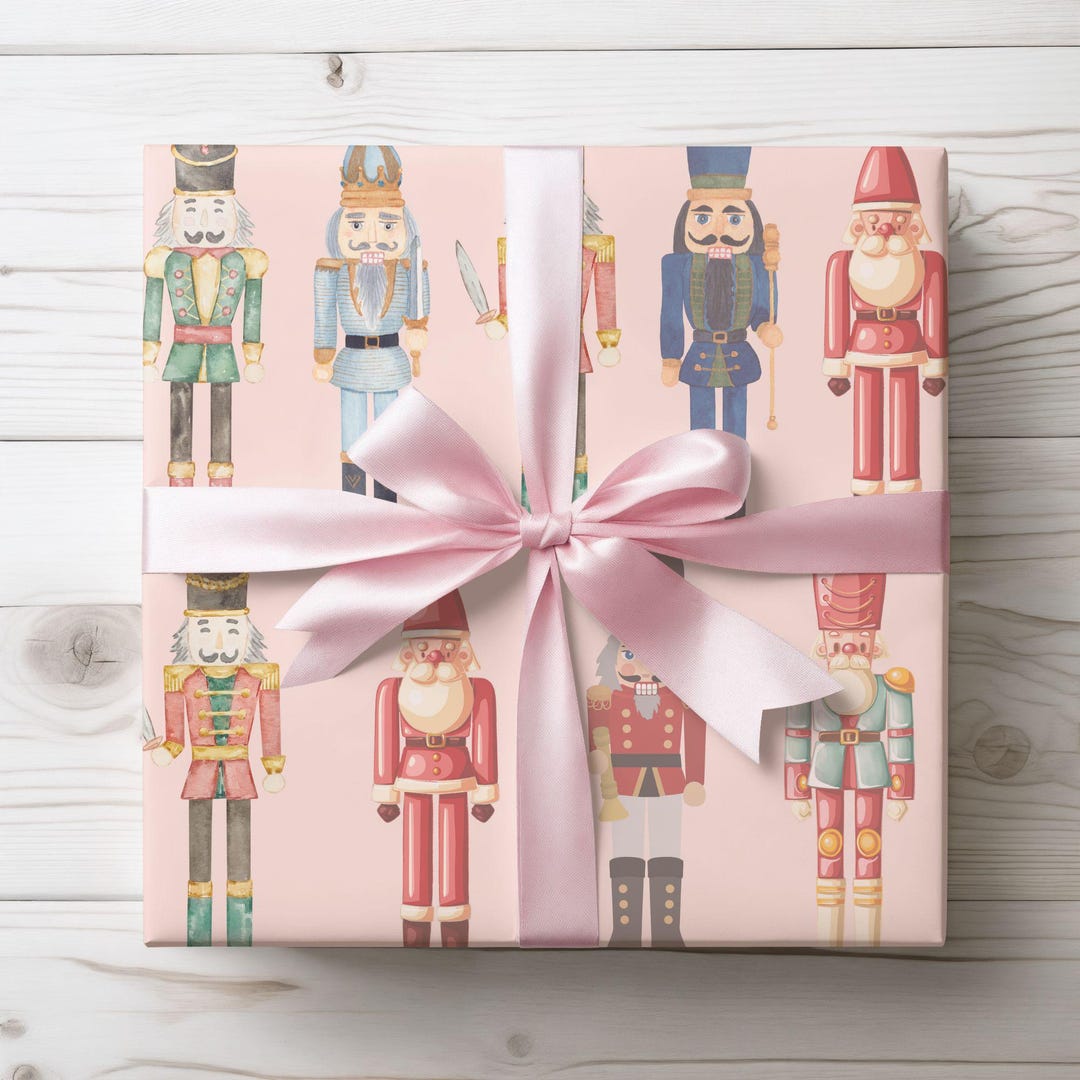 Nutcracker Wrapping Paper, Pastel Pink Festive Gift Wrap - Etsy