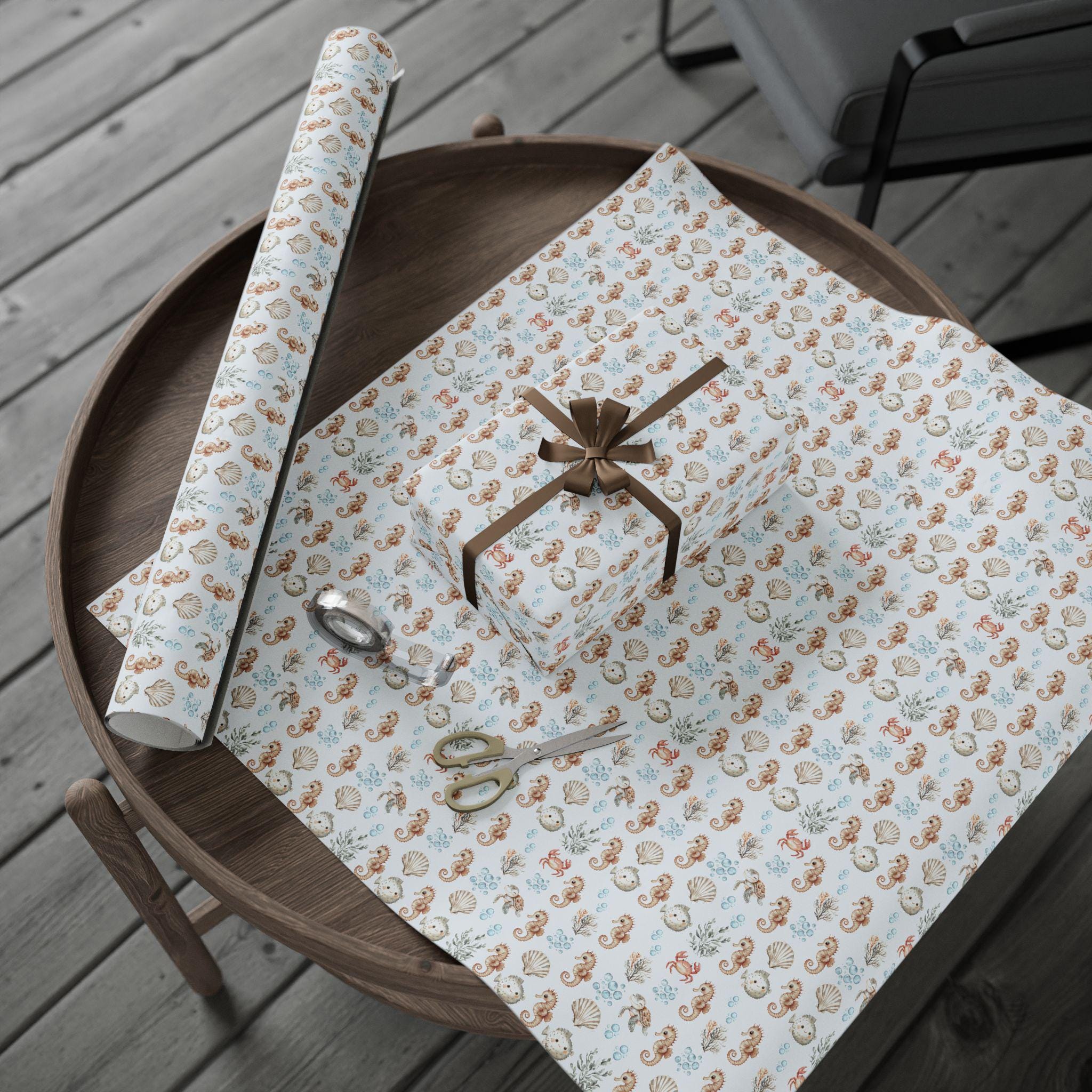 Ocean-themed Wrapping Paper: Nautical Gift Wrap, 90gsm Fine Art Paper ...