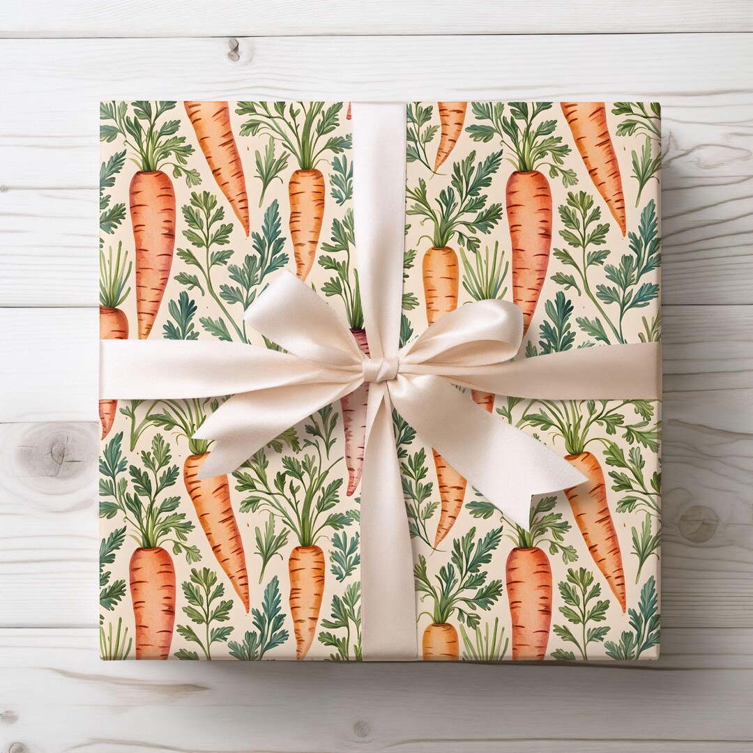 Carrot Wrapping Papers - Bunny Theme Gift Wrap, Easter Holiday Presents ...