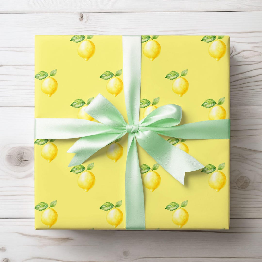 Lemon Print Wrapping Paper: Bright Yellow Gift Wrap, Eco-friendly - Etsy