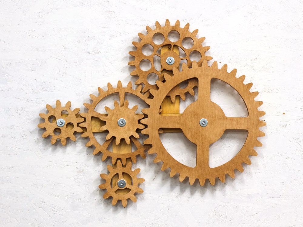 Kinetic Wall Sculpture. Mechanical Wall Art Decor. Rotating Wooden ...