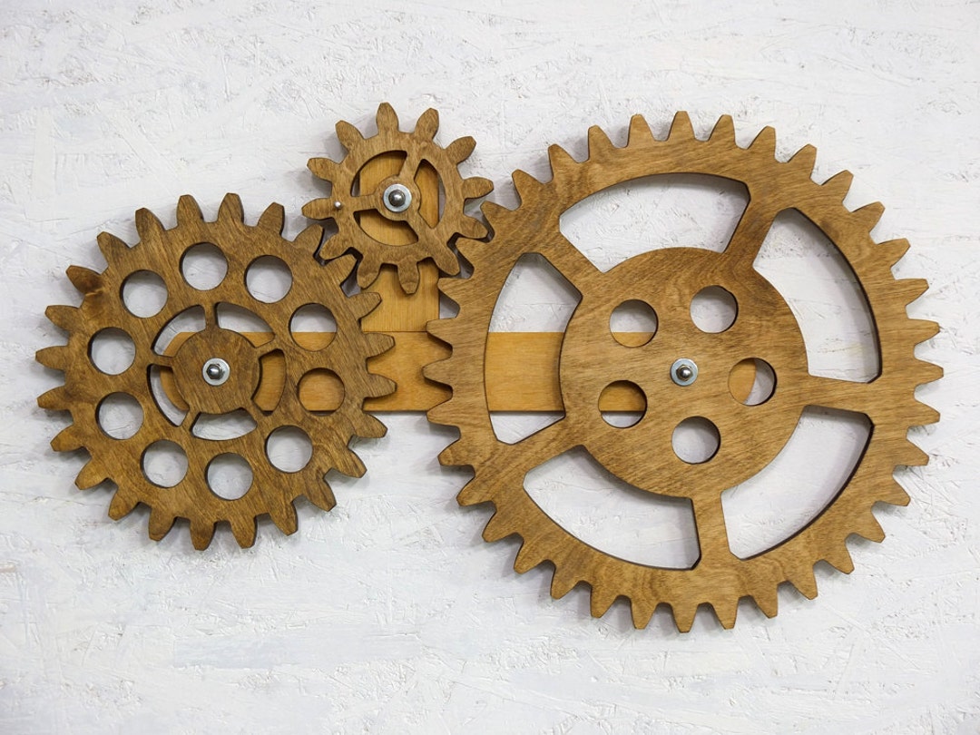 Mechanical Wall Art. Kinetic Wall Art Decor. Rotating Wooden Gears Wall ...