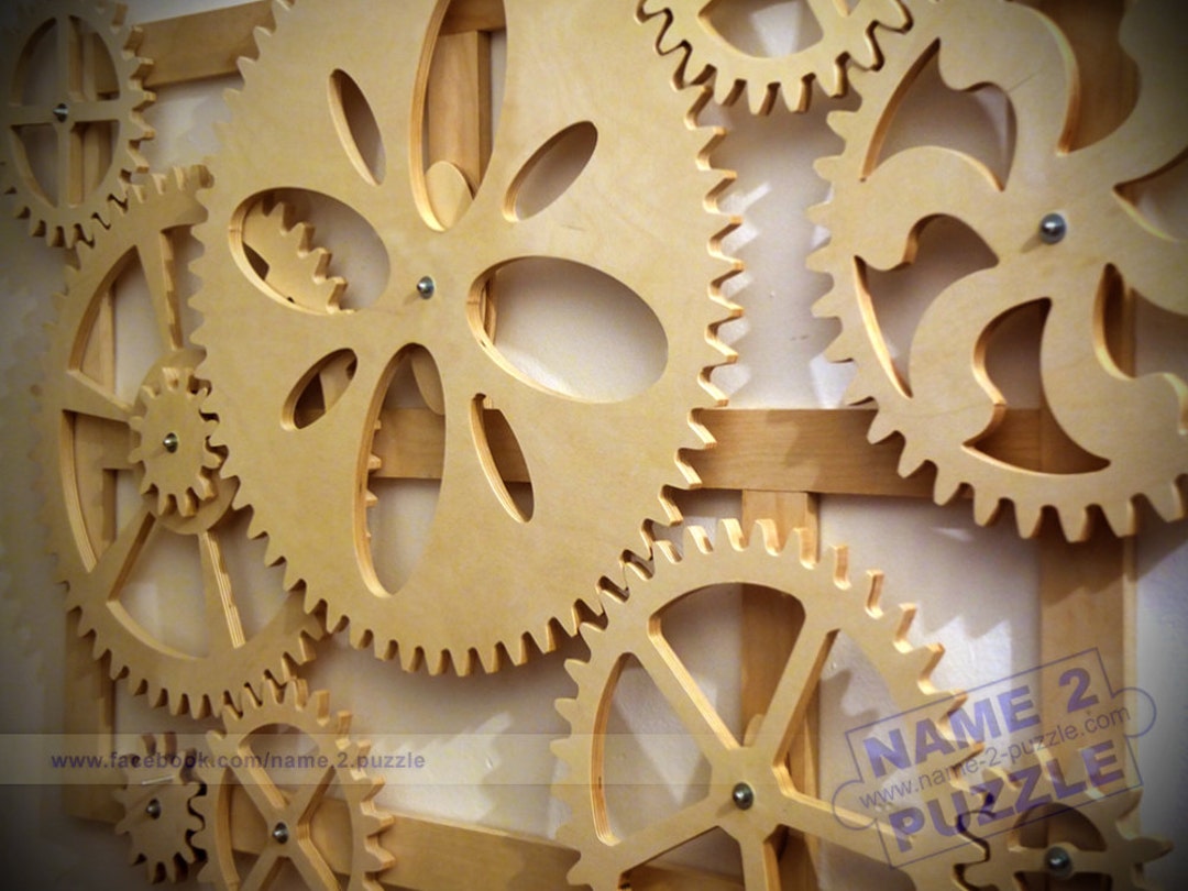 Wooden Kinetic Wall Decor. Mechanical Wall Art. Wooden Rotating Gears ...