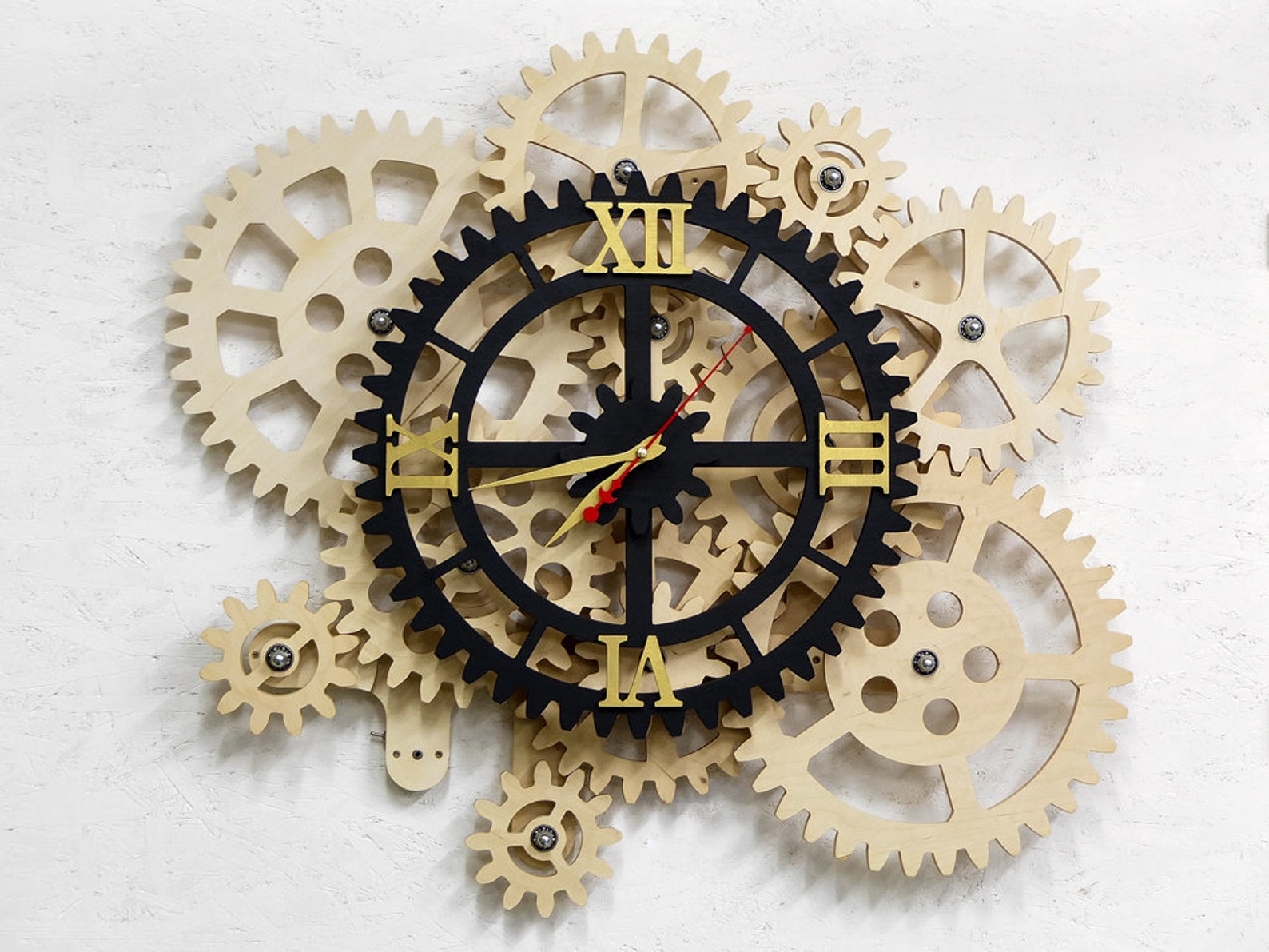Self Rotating Gears Wall Clock. Steampunk Wall Clock. Big Clock ...