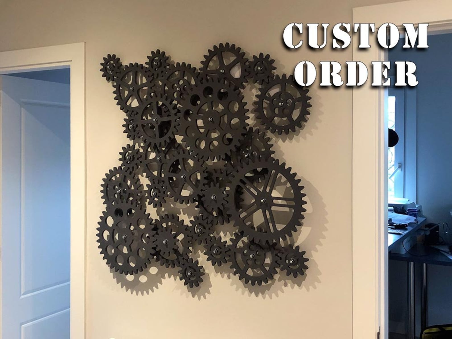 Self-rotating Gears Wall Decor. Kinetic Wall Art. Mechanical Home Decor ...