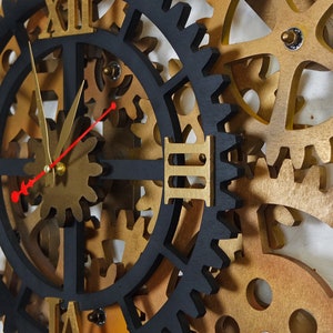 32" Rotating Gears Wall Clock. Industrial Wall Clock. Large Steampunk ...