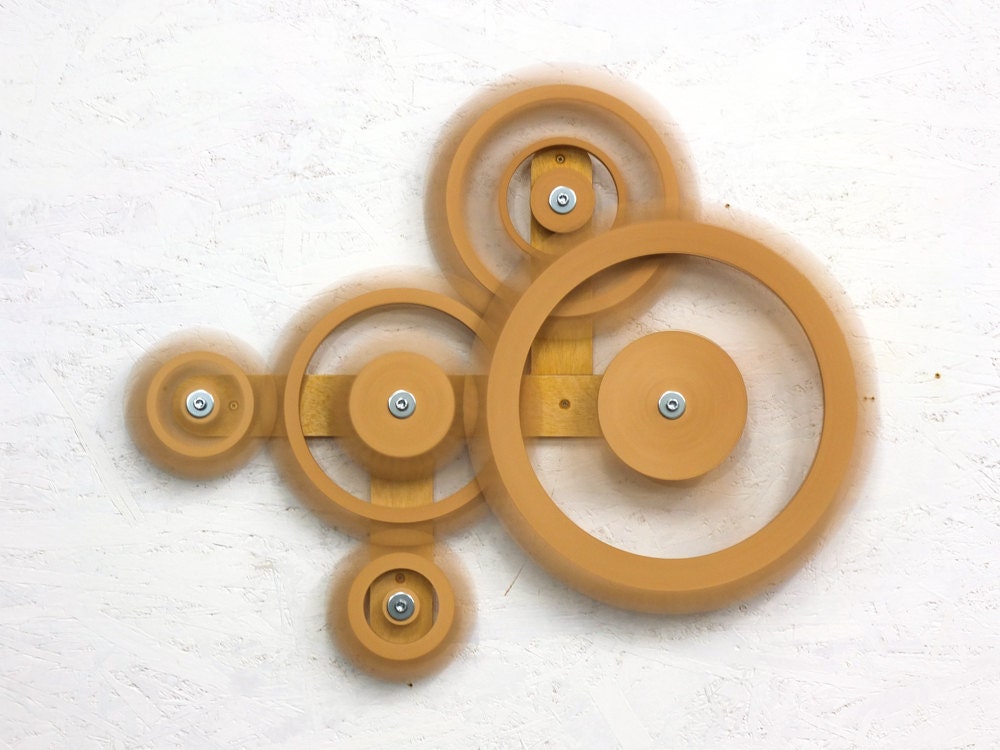 Kinetic Wall Sculpture. Mechanical Wall Art Decor. Rotating Wooden ...