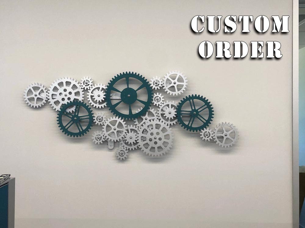 Gears Wall Decor Self-rotating. Kinetic Wall Art. Mechanical Home Decor ...