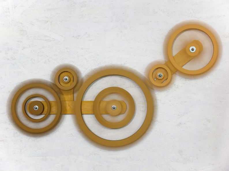 Kinetic Wall Sculpture. Mechanical Wall Art Decor. Rotating Wooden ...