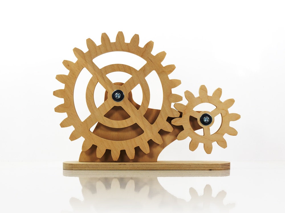 Mechanical Desk Decor. Kinetic Decor for Desk. Rotating Wooden Gears ...