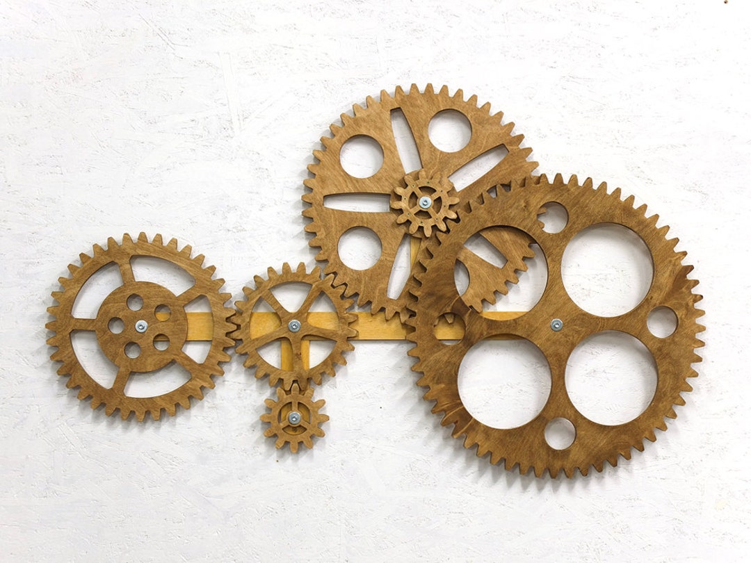 Mechanical Wall Art. Kinetic Wall Art Decor. Rotating Wooden Gears Wall ...