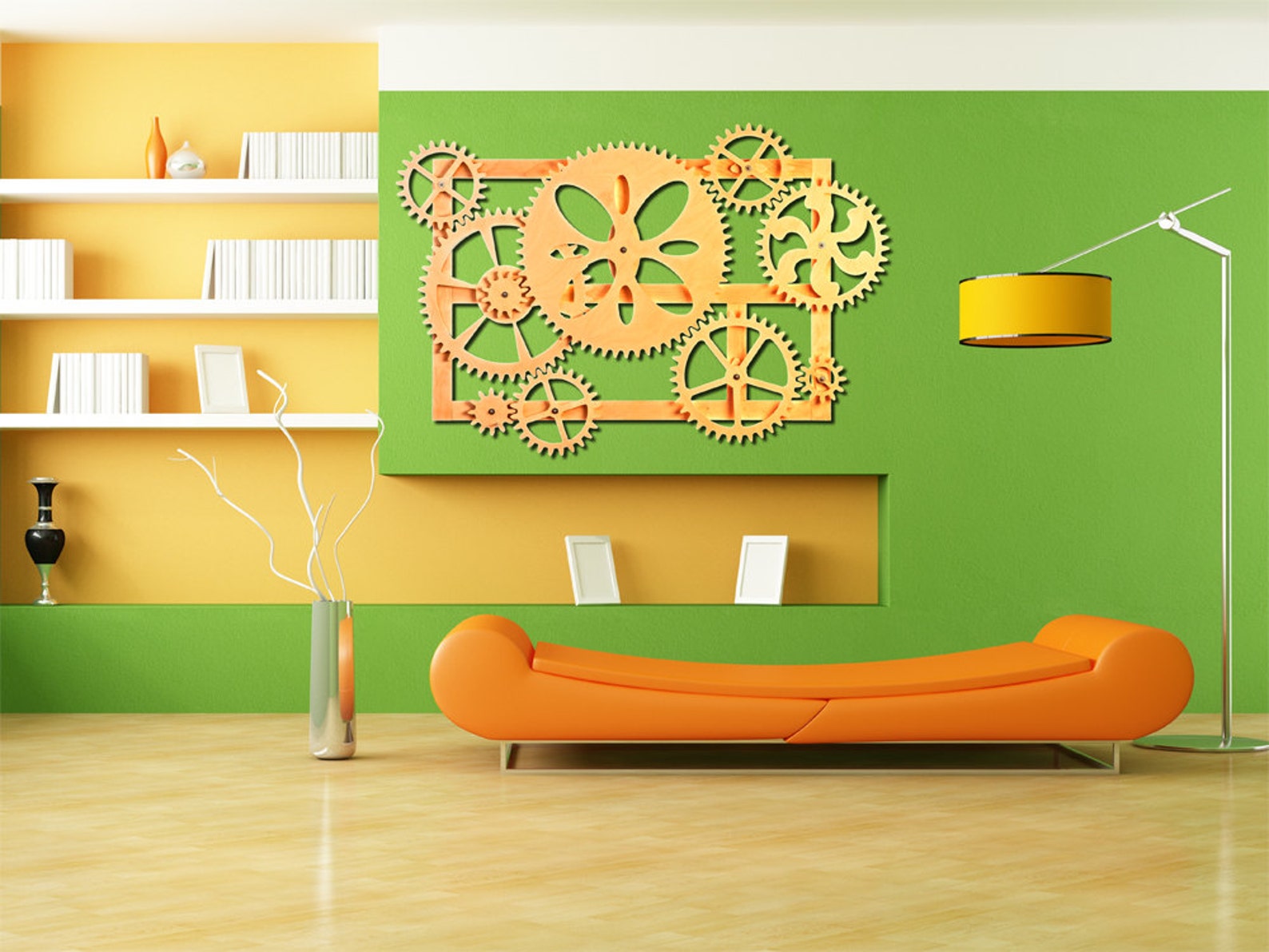 Mechanical Wall Art. Kinetic Wall Art Decor. Wooden Gears Wall Decor ...