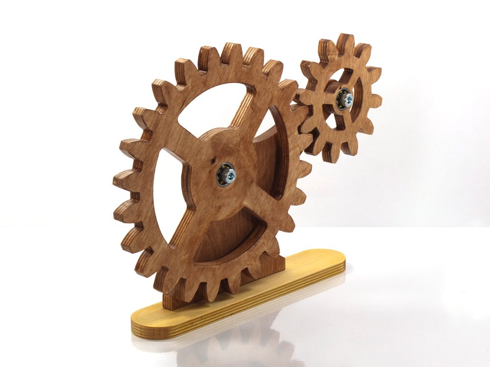 Mechanical Home Decor. Kinetic Decor for Desk. Rotating Wooden Gears ...