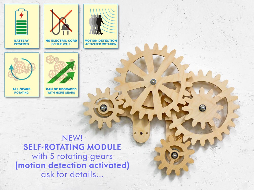 Mechanical Home Decor. Kinetic Decor for Desk. Rotating Wooden Gears ...